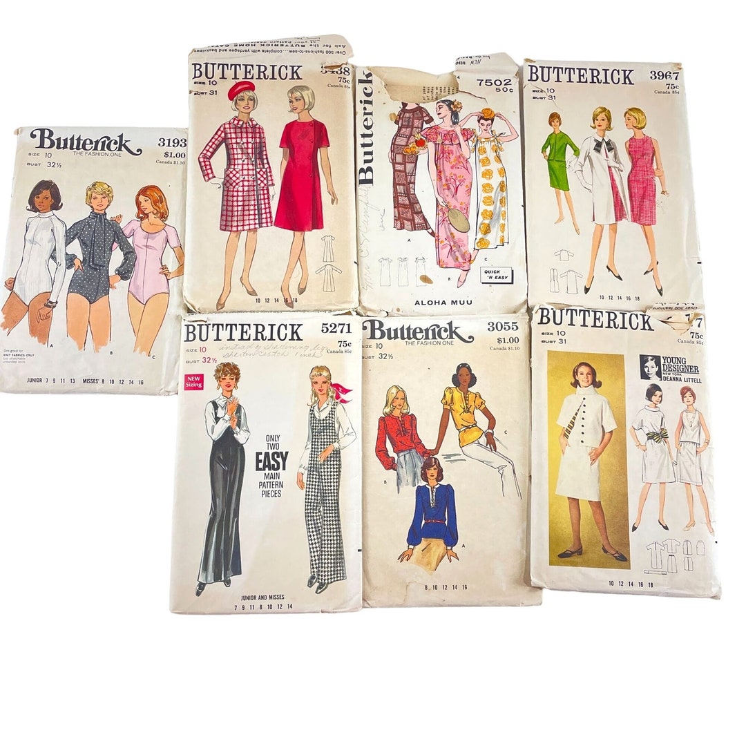 Lot of 7 Vintage Butterick Sewing Patterns Sz 10 1960s 1970s Cut - Etsy