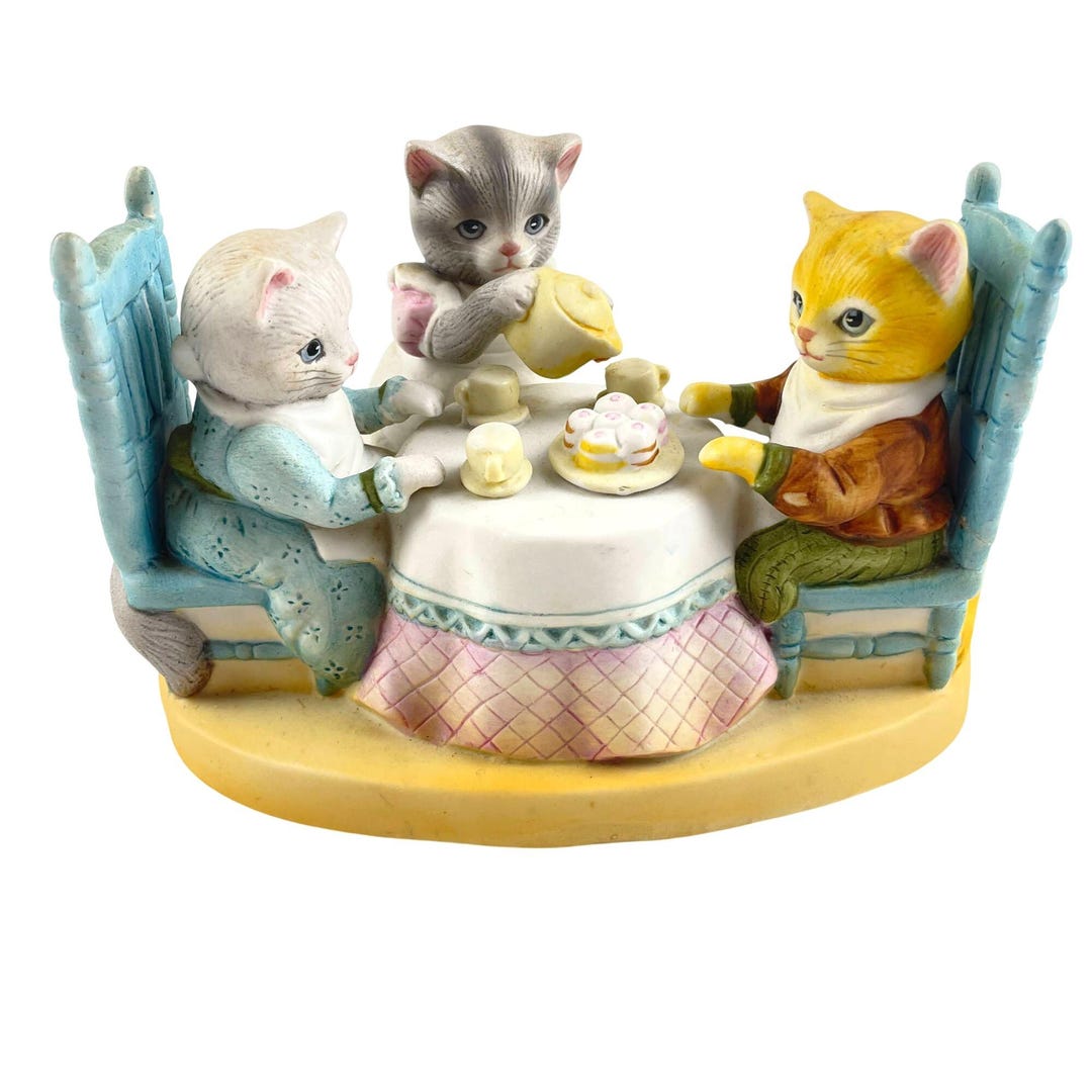 Vtg Schmid Kitty Cucumber 1985 tea for Two Music Box Ceramic - Etsy