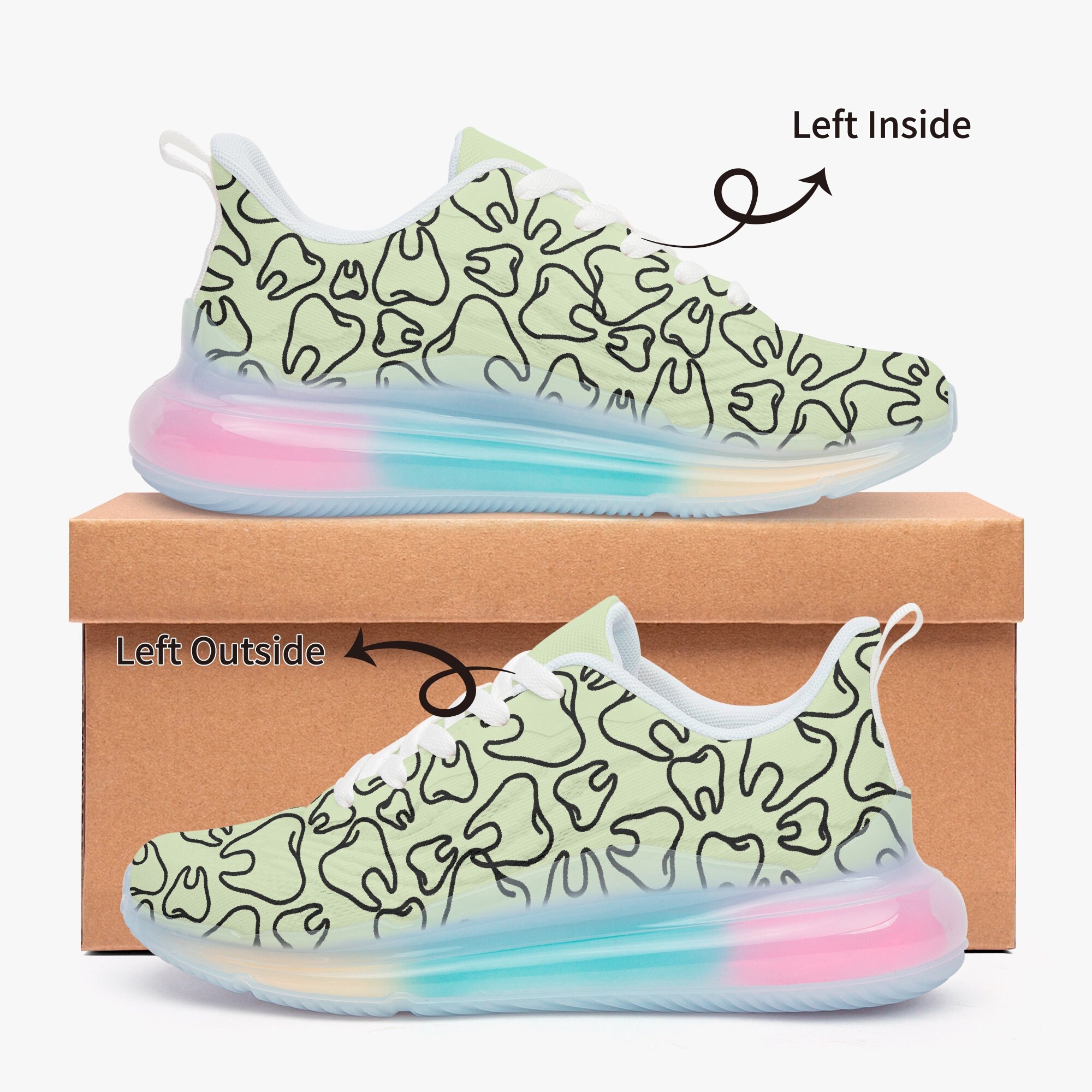 Dental Shoes Tooth Pattern Air Cushioned Shoes Mesh Knit Women - Etsy