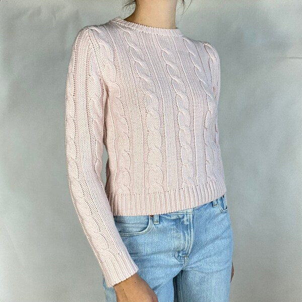 Pink Cable Knit Sweater - Etsy