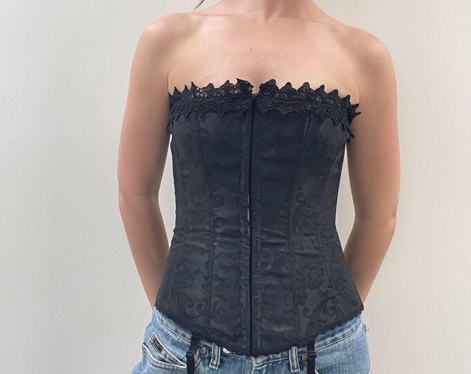 Vintage Frederick's of Hollywood Black Lace Corset / Y2k 90s Womens ...