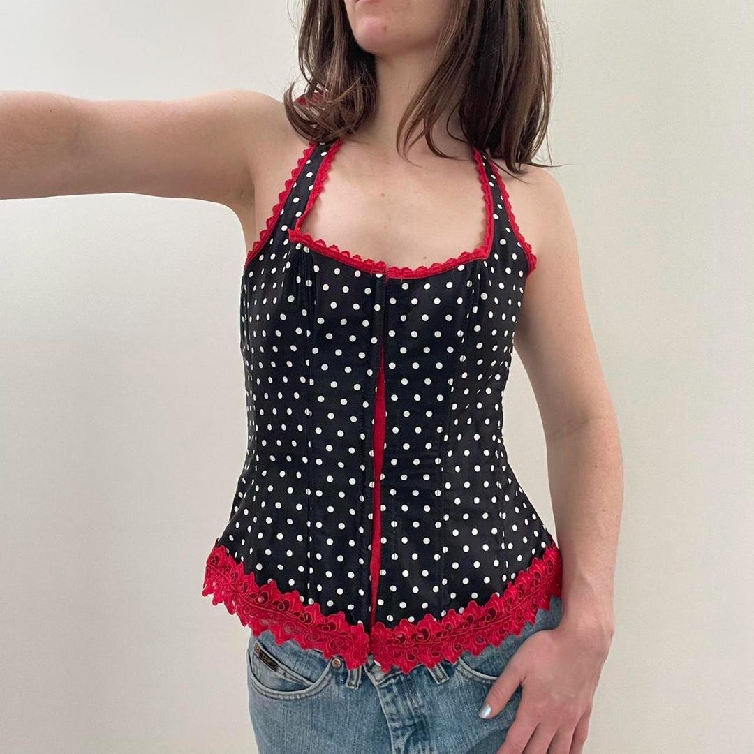 Vintage Frederick's of Hollywood Coquette Polka Dot Lace Corset / Y2k ...