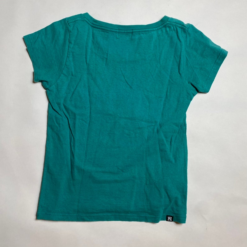 Vintage Retro Teal Blue Pink Hysteric Glamour Graphic Paranoid Letter Box Tshirt Short Sleeve ...