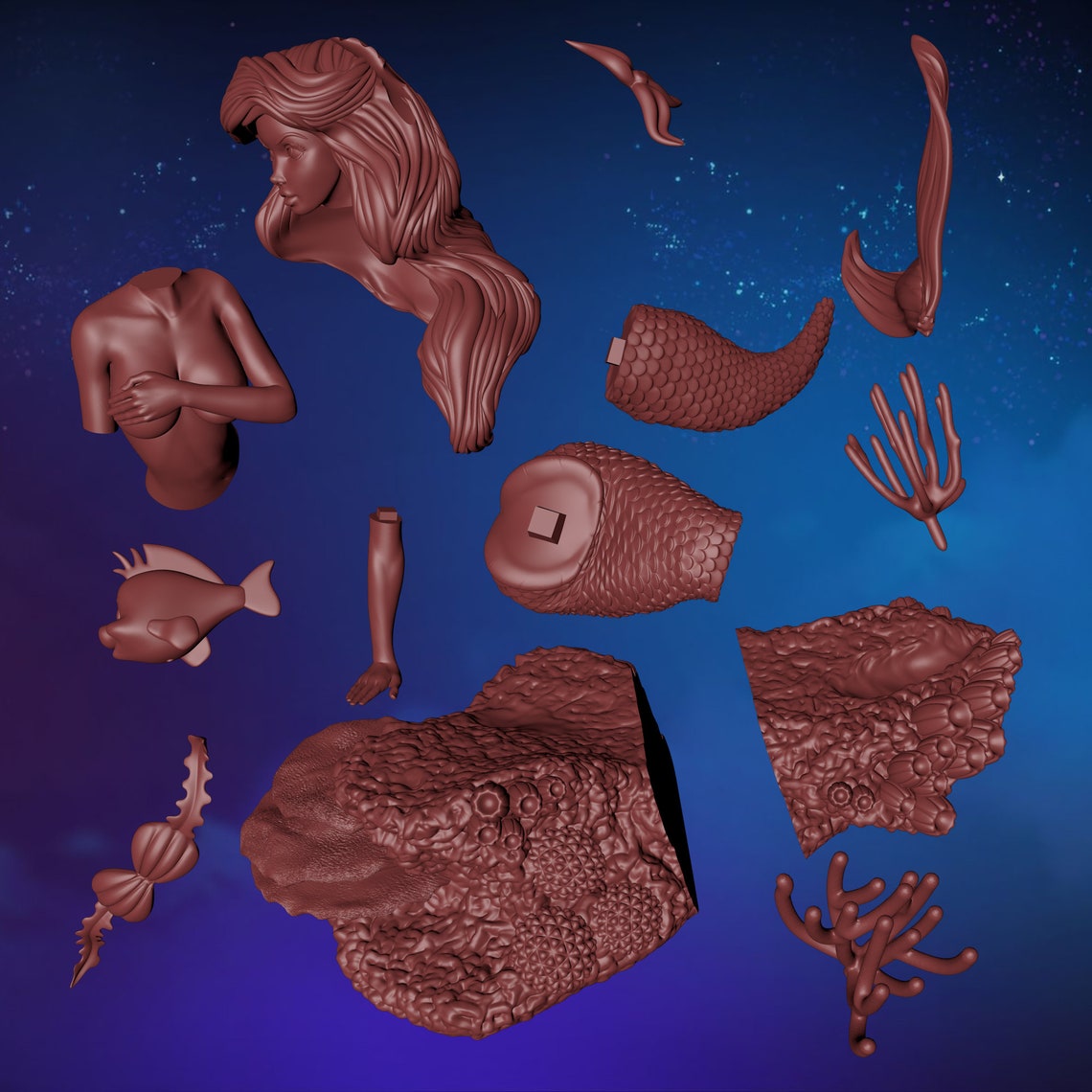 Sexy Mermaid Stl File For 3d Printing V2 Etsy