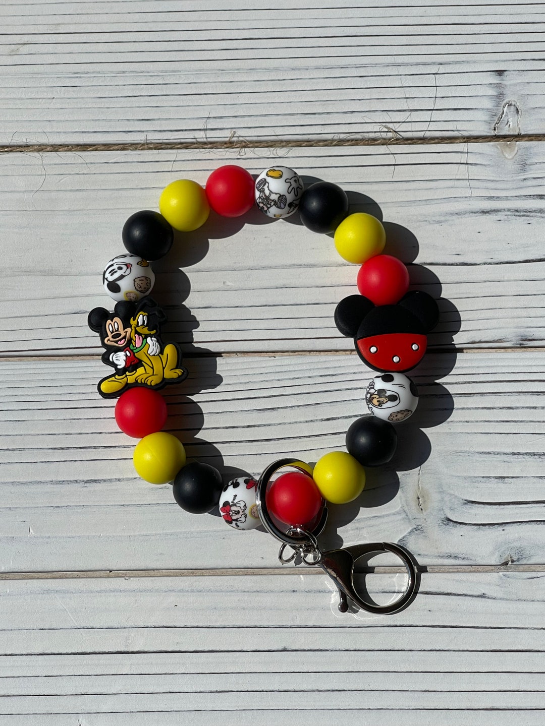 Mickey and Pluto Inspired Silicone Beaded Wristlet Mickey Mouse ...