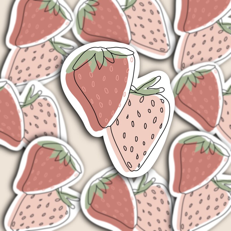 Strawberry Waterproof Sticker | Etsy