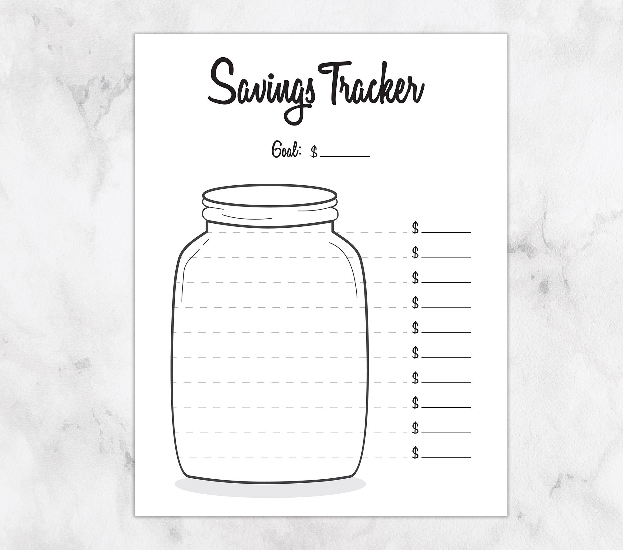 Savings Tracker Jar -- Instant Download -- Goal Tracker - Etsy