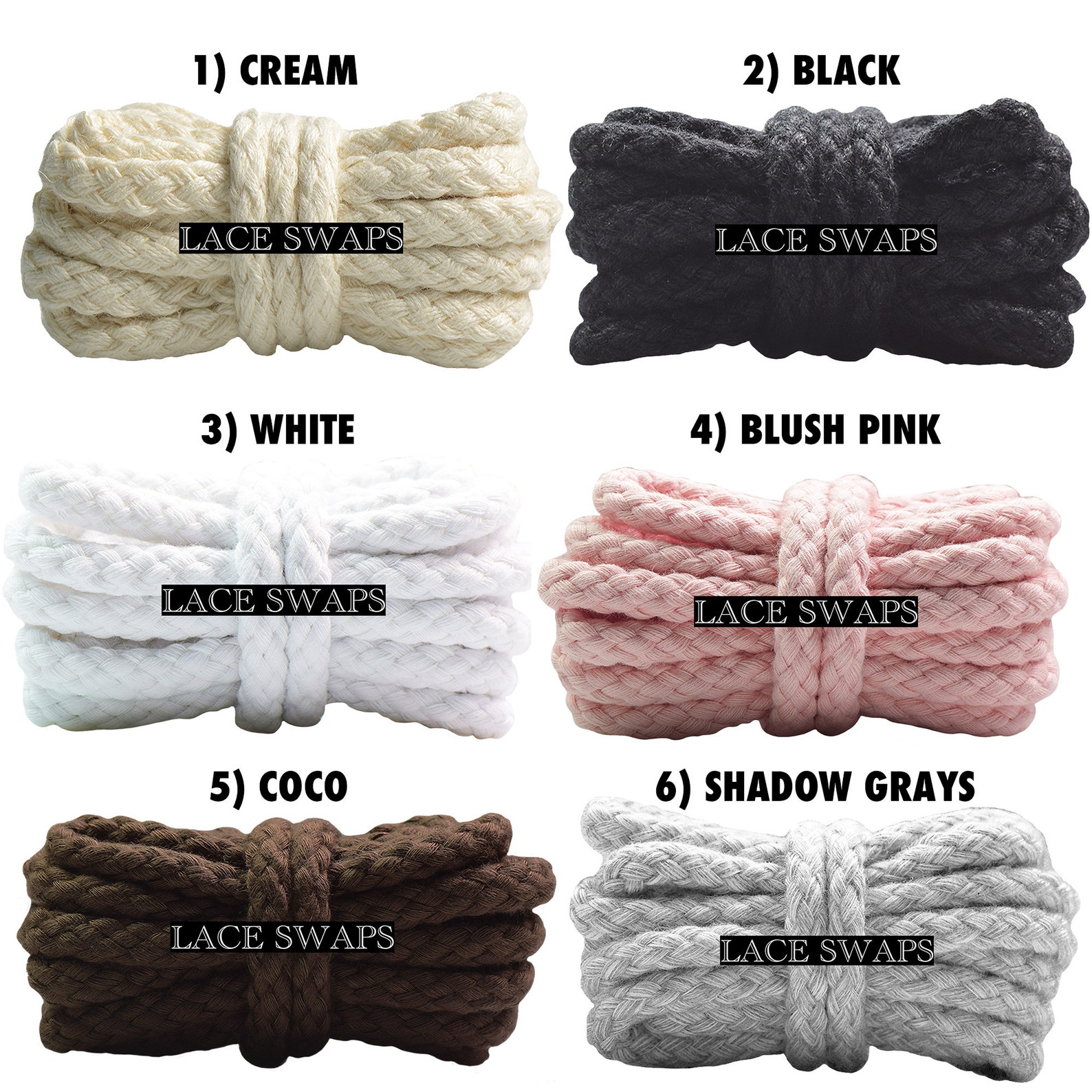 1 Pair Thick Braided Rope Now Available in 39 47 55 63 & 72 - Etsy
