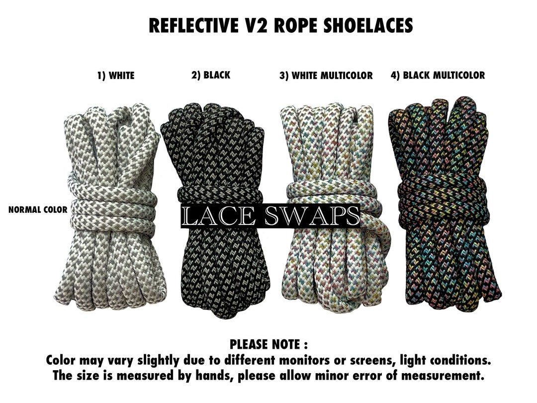 1 Pair V2 Reflective Rope Style Shoelaces Now Available in 39 47 55 63 ...