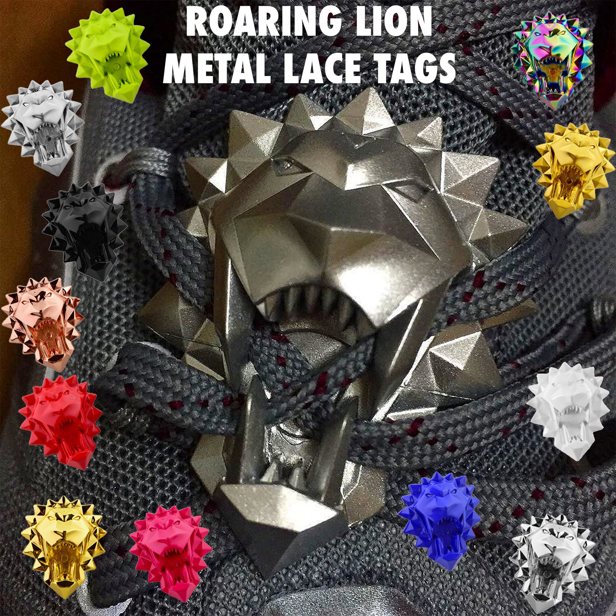 Roaring Lion Lace Tags Shoelace Buckles All Shoes High Quality - Etsy