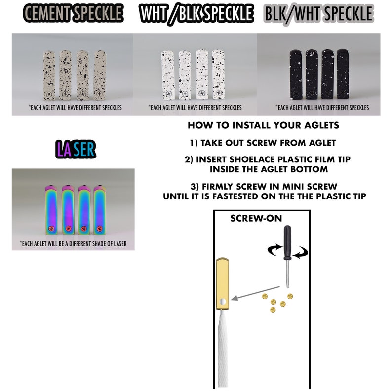New Screw on Metal Aglets Lace Tips for Any Shoe or Strings for Cords ...