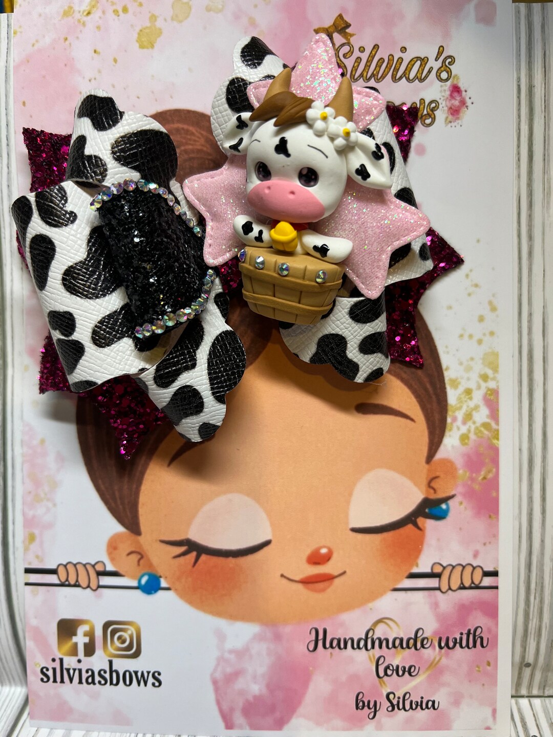 Cute Cow Hair Bow Cow Print Bow Hair Bowclay Hair Bow - Etsy