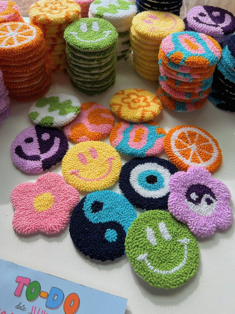 One Handmade Punch Needle Car Coasters Car Decor Punch - Etsy