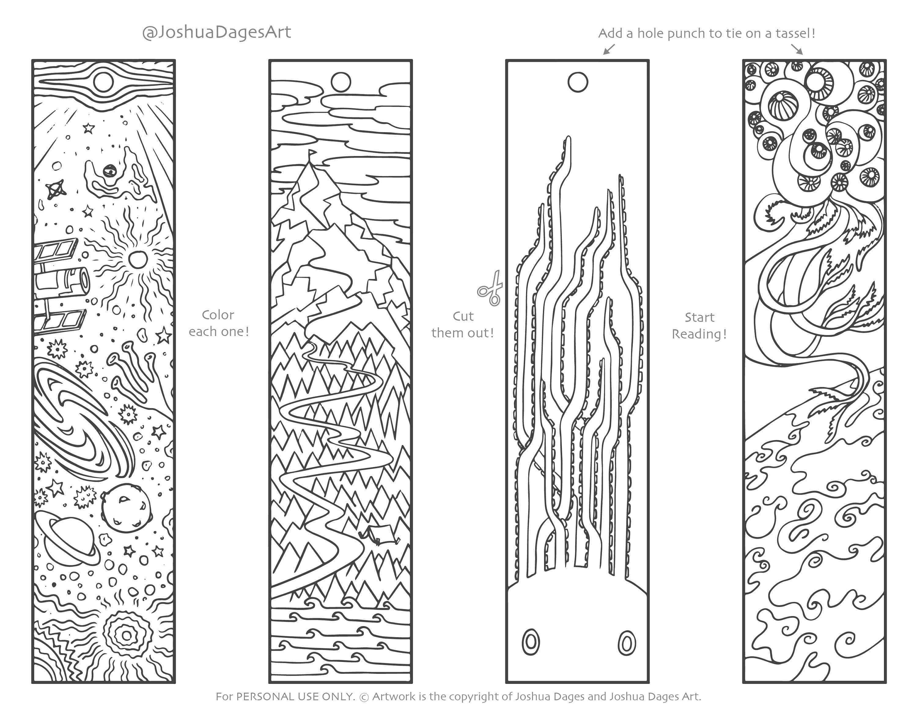 Color-yourself Printable Bookmarks - 4 Bookmarks Included (series 1) - Etsy