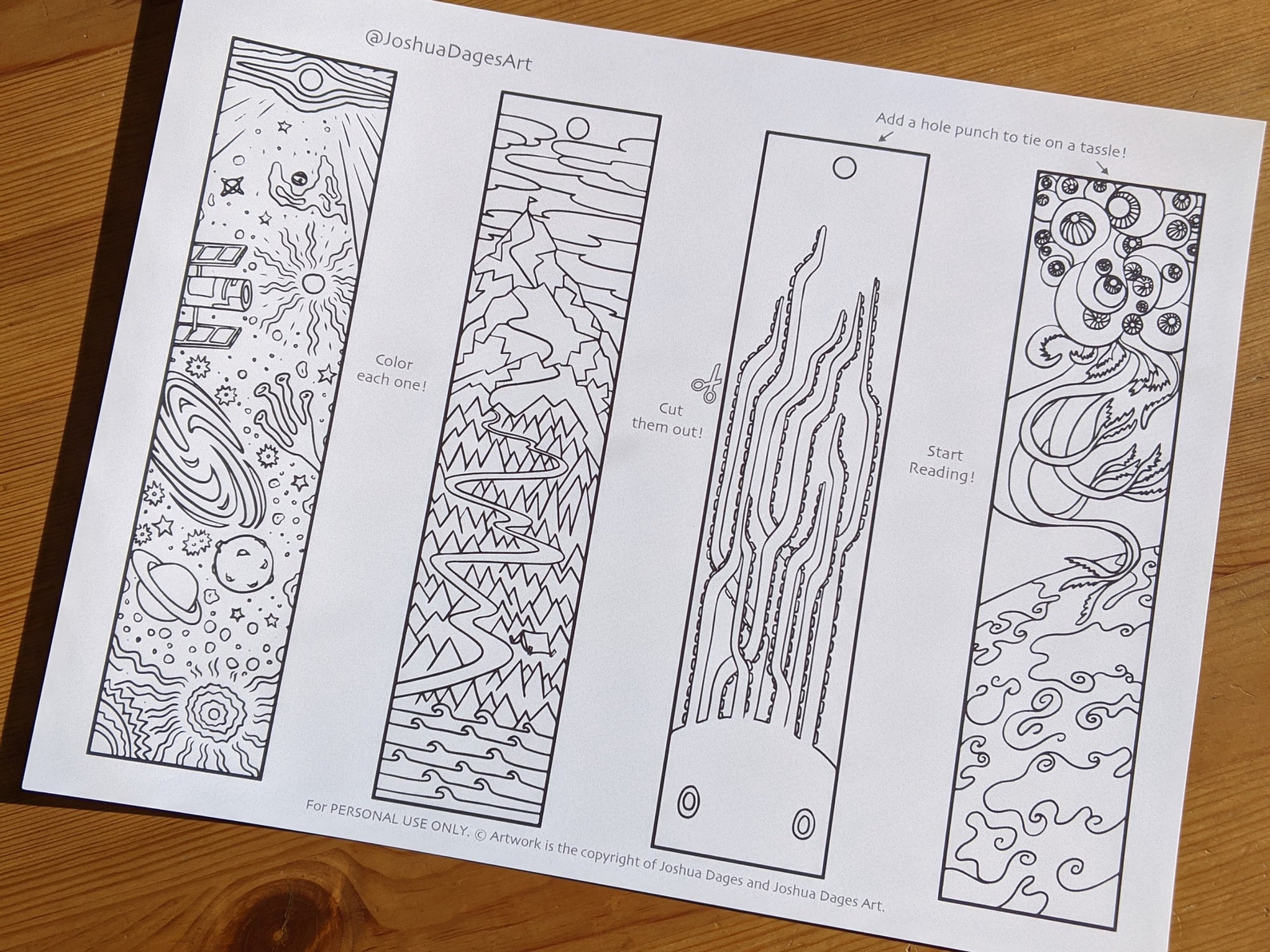 Color-yourself Printable Bookmarks - 4 Bookmarks Included (series 1) - Etsy