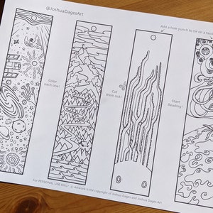 Color-yourself Printable Bookmarks - 4 Bookmarks Included (series 1) - Etsy