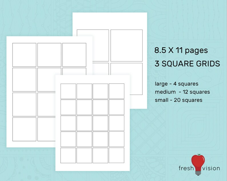 Zentangle Grids - Squares and Circles in Small, Medium and Large - Etsy