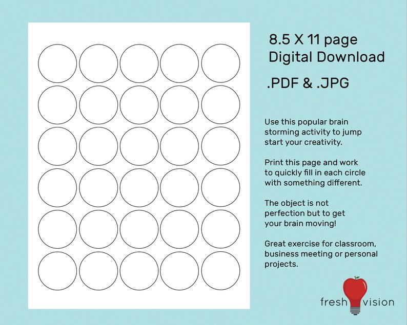 30 Circles Creativity Starter Exercise for Brainstorming - Etsy