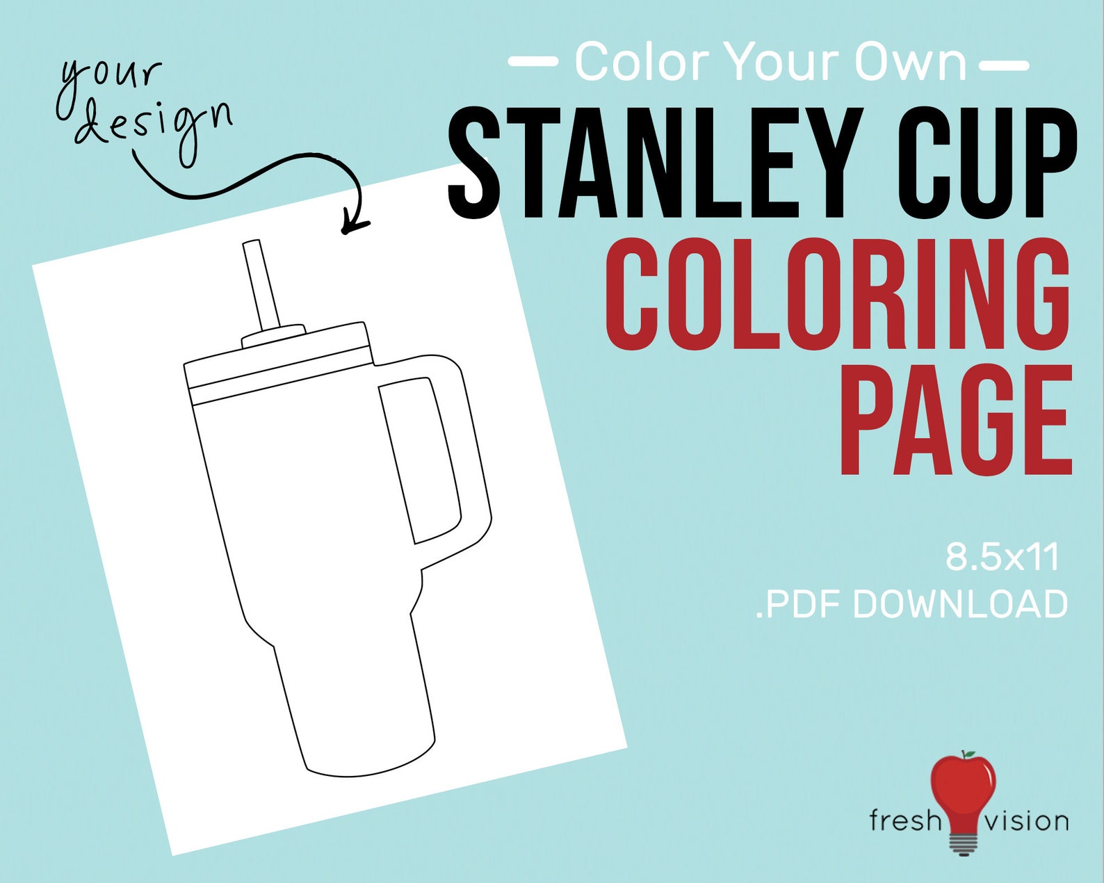 Color Your Own Stanley Cup Coloring Page - Etsy