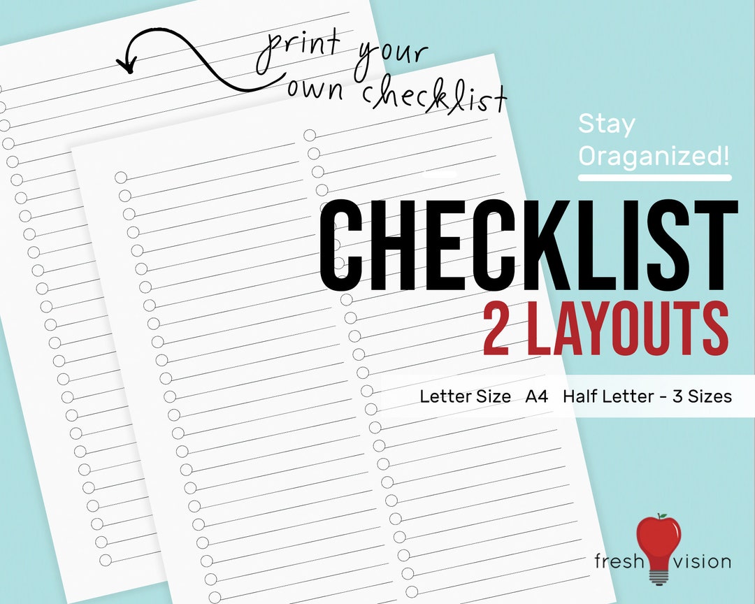Checklist - Modern and Simple - Single Column and Double Column - Etsy