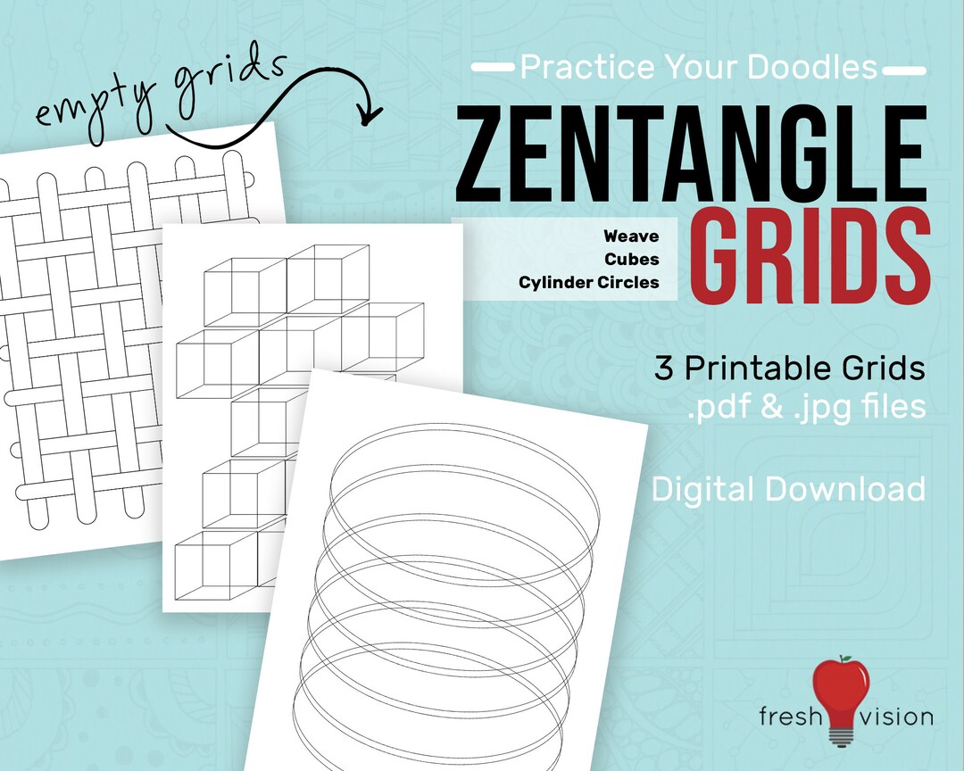 Zentangle Grids - Weave, Cubes, and Cylinder Circles for Drawing and ...