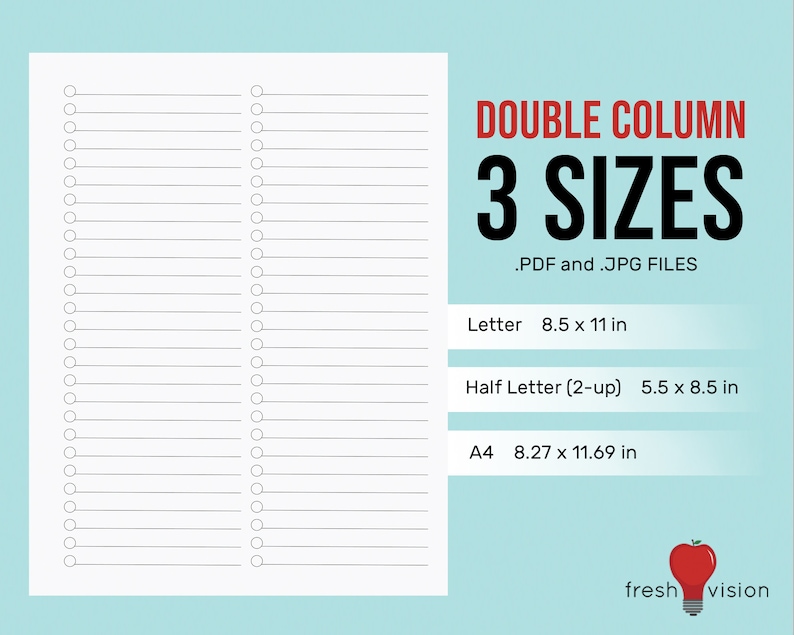 Checklist - Modern and Simple - Single Column and Double Column - Etsy