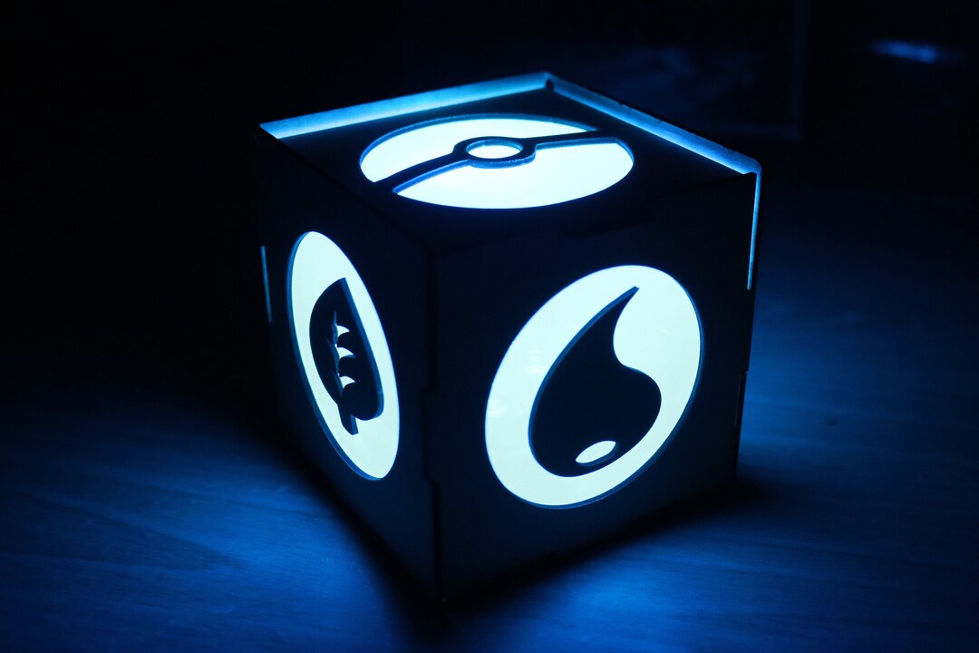 Pokémon Elements Water Fire Grass 3D Cube Lamp Light Box Basswood ...
