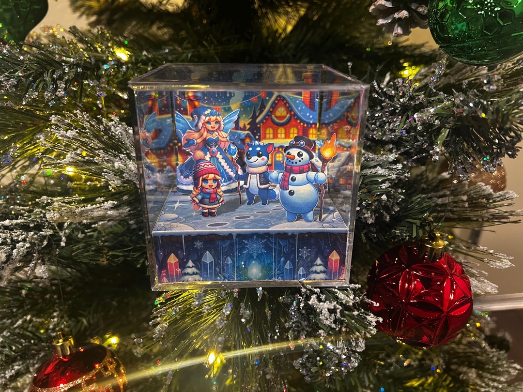 Frosty Winter Village 3D Art Cube | Snowman, Ice Fairy, and Cozy Winter ...