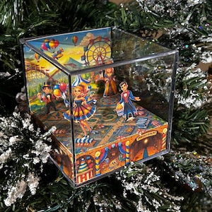 Carnival Spectacle 3D Diorama Cube | Whimsical Fairground Scene - Etsy