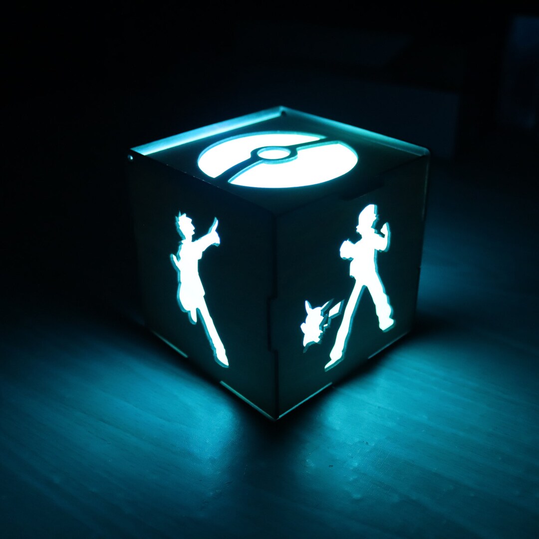 Pokémon Pikachu 3D Cube Lamp Light Box Basswood Valentine's Box, Couple ...