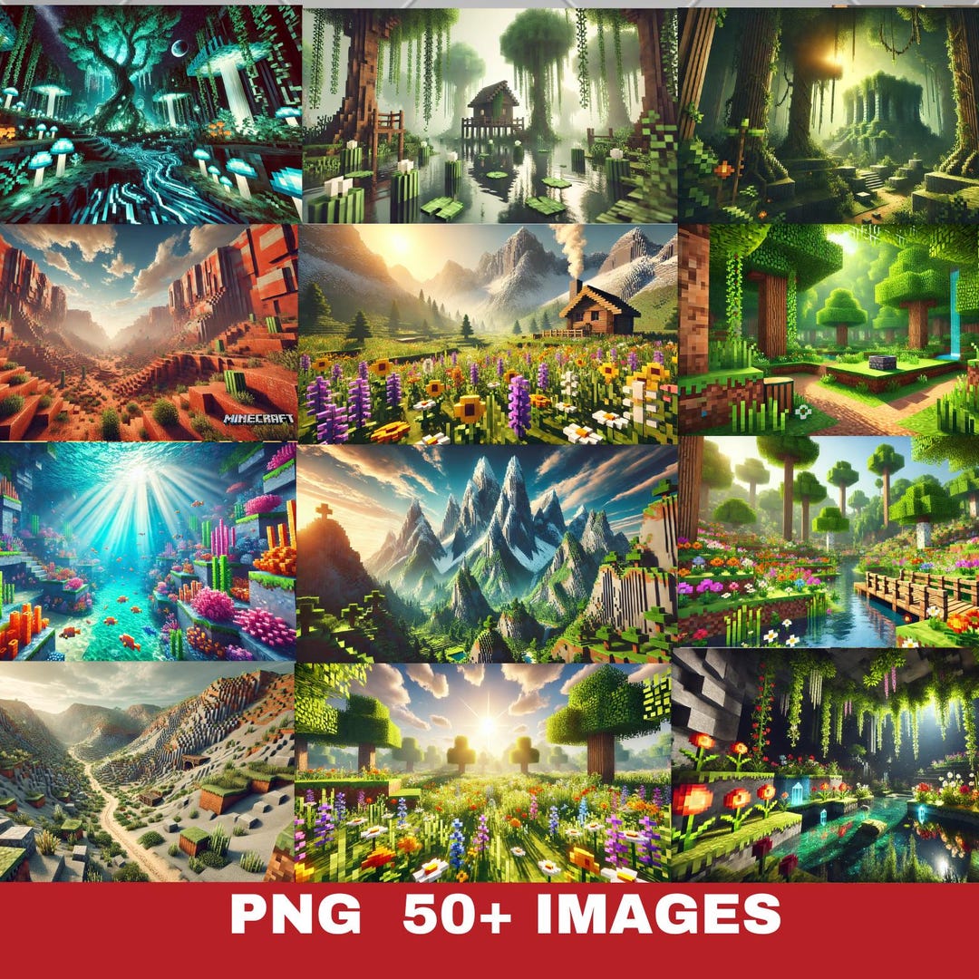 50+ Stunning Minecraft-inspired PNG Backgrounds | Digital Download for ...