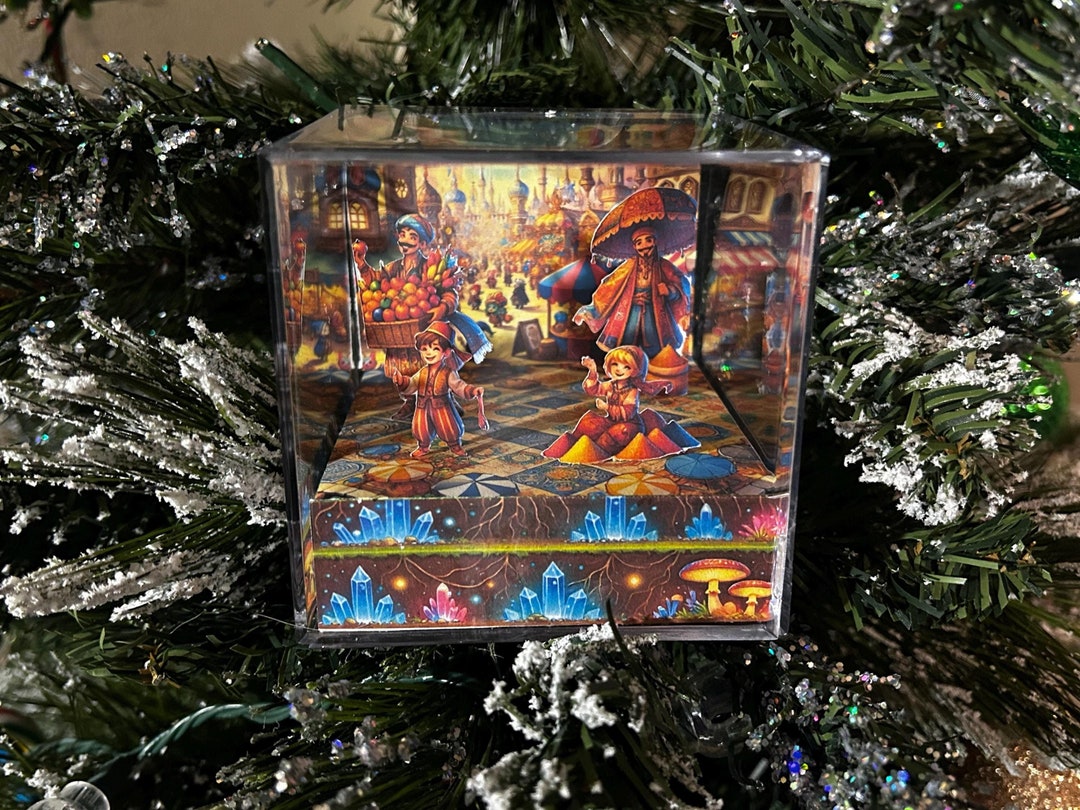Magical Marketplace 3D Art Cube | Vibrant Fantasy Bazaar Diorama With ...