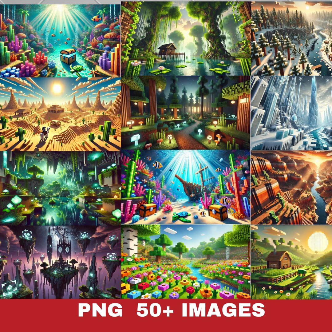 50+ Stunning Minecraft-inspired PNG Backgrounds | Digital Download for ...