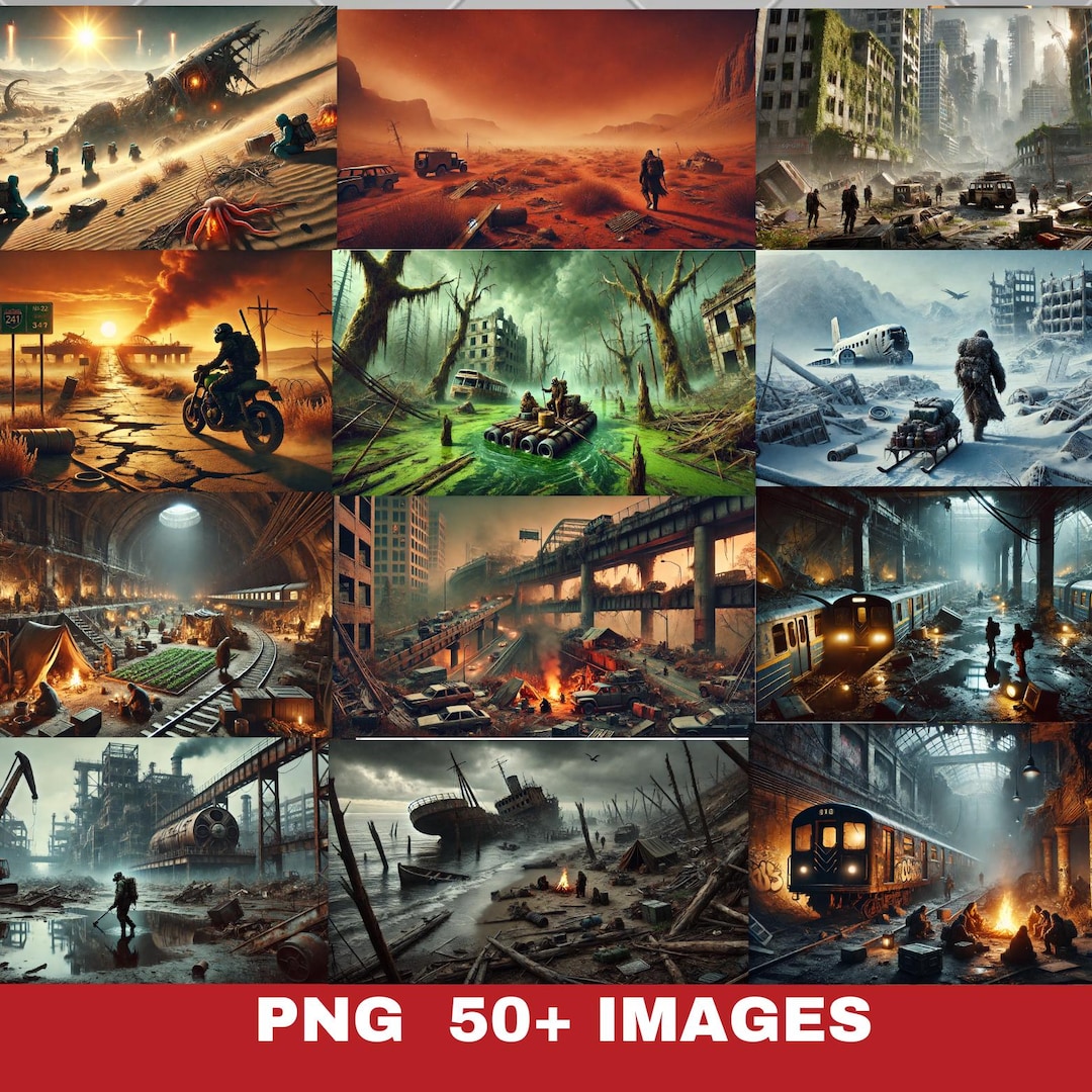 50+ Post-apocalyptic Digital Art Bundle: Wastelands, Survival Scenarios ...