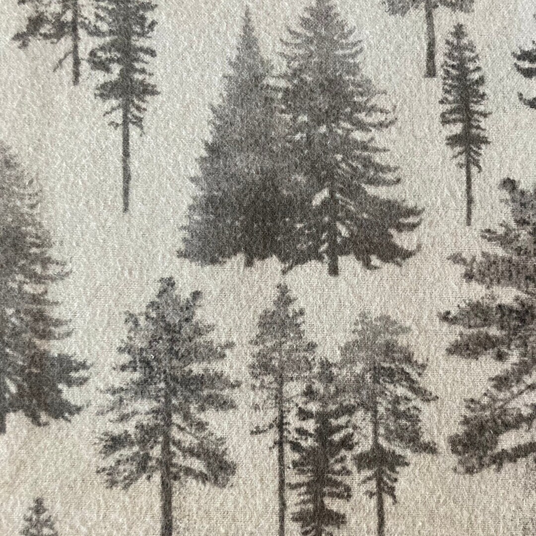 Flannel Fabric by the Yard Gray Trees on Light Gray - Etsy