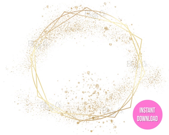 Simple Geometric Gold Frame Transparent Clipart Image-gold | Etsy