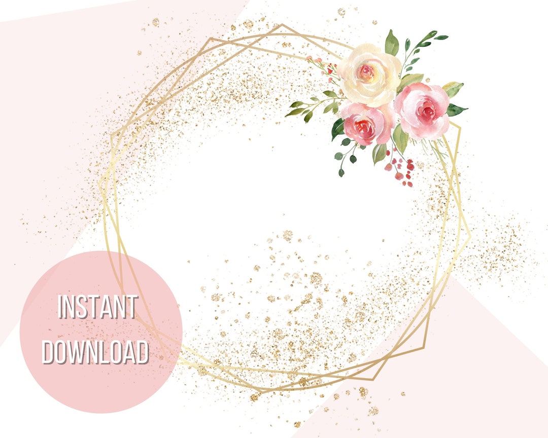 Geometric Gold Simple Floral Frame Transparent Clipart-gold Glitter ...