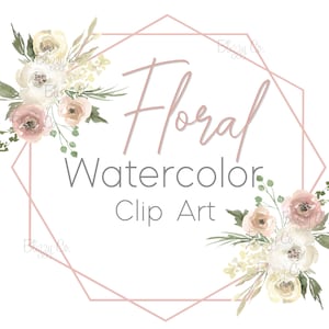 Watercolor Floral Simple Geometric Frame Transparent Clipart - Etsy