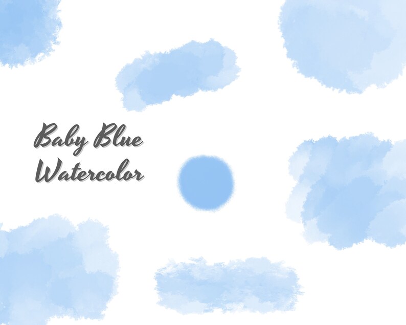 Baby Blue Watercolor Swashes Texture Elements Digital Blobs Splash ...