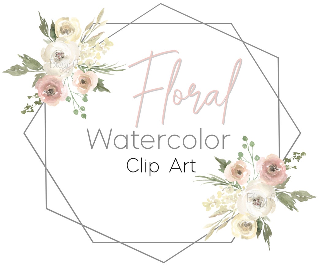 Watercolor Floral Simple Geometric Frame Transparent Clipart Image-pink ...