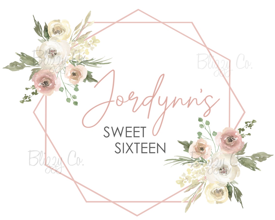 Watercolor Floral Simple Geometric Frame Transparent Clipart Image-pink ...