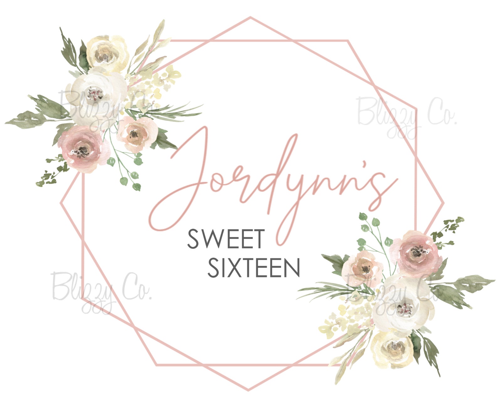 Watercolor Floral Simple Geometric Frame Transparent Clipart Image-pink ...