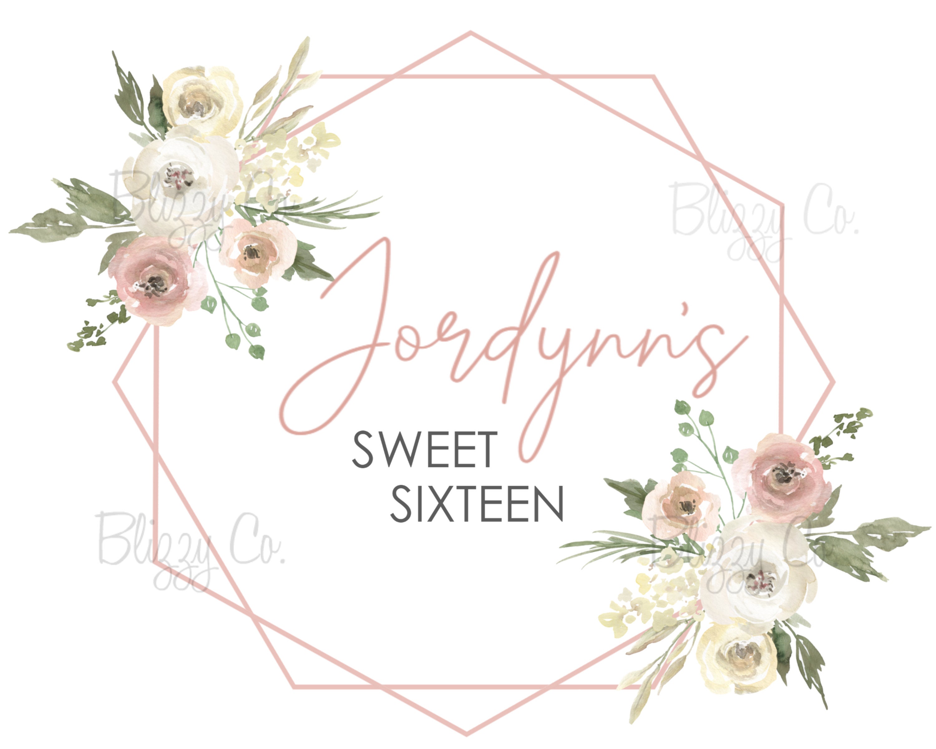 Watercolor Floral Simple Geometric Frame Transparent Clipart Image-pink ...