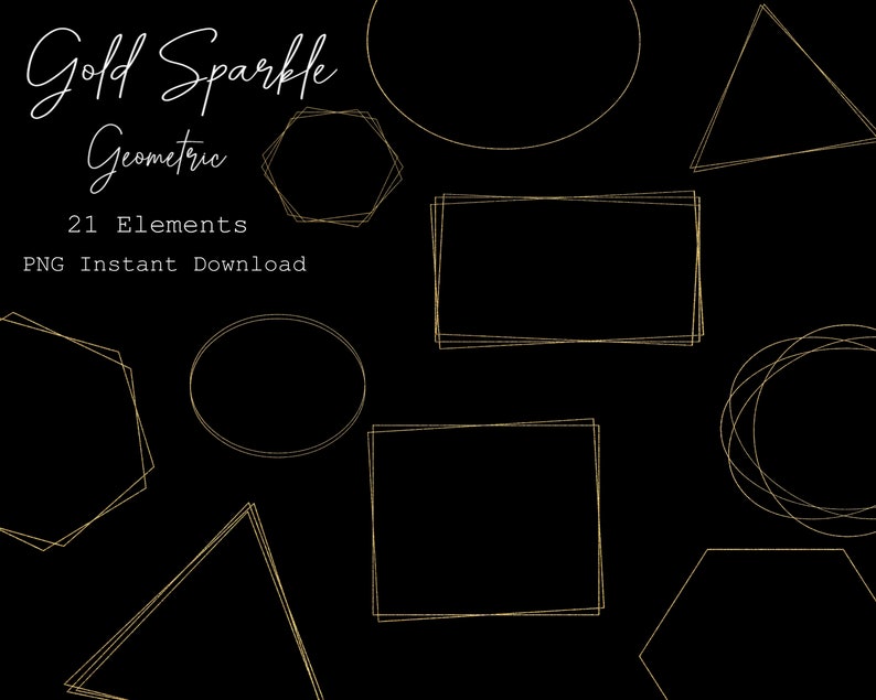 Gold Geometric Empty Transparent Frames Clipart Polygonal Graphic ...