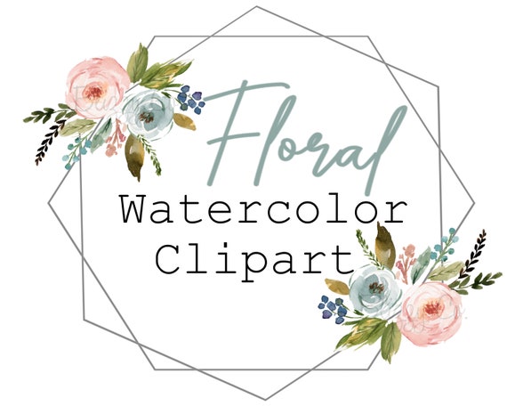 Watercolor Floral Simple Geometric Frame Transparent Clipart | Etsy