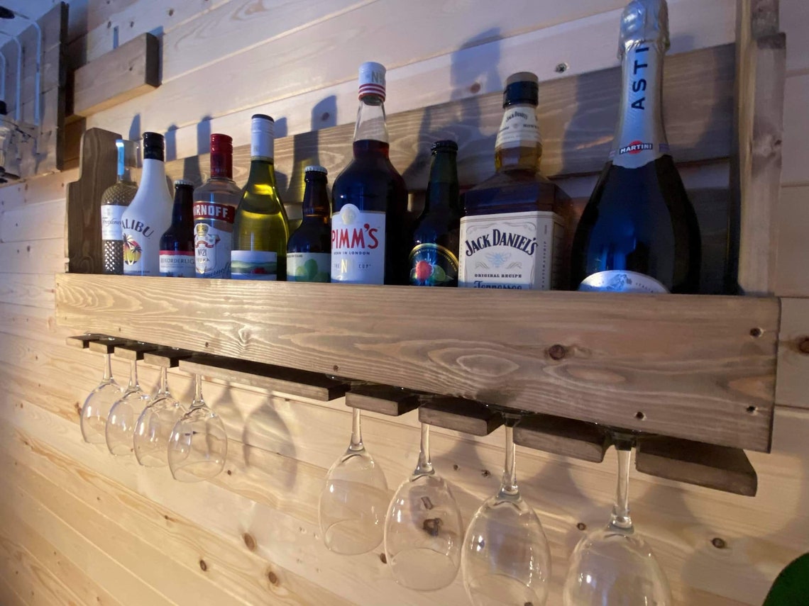 Wooden Home Bar Man Cave Set With Bottle Optic and Alcohol - Etsy UK