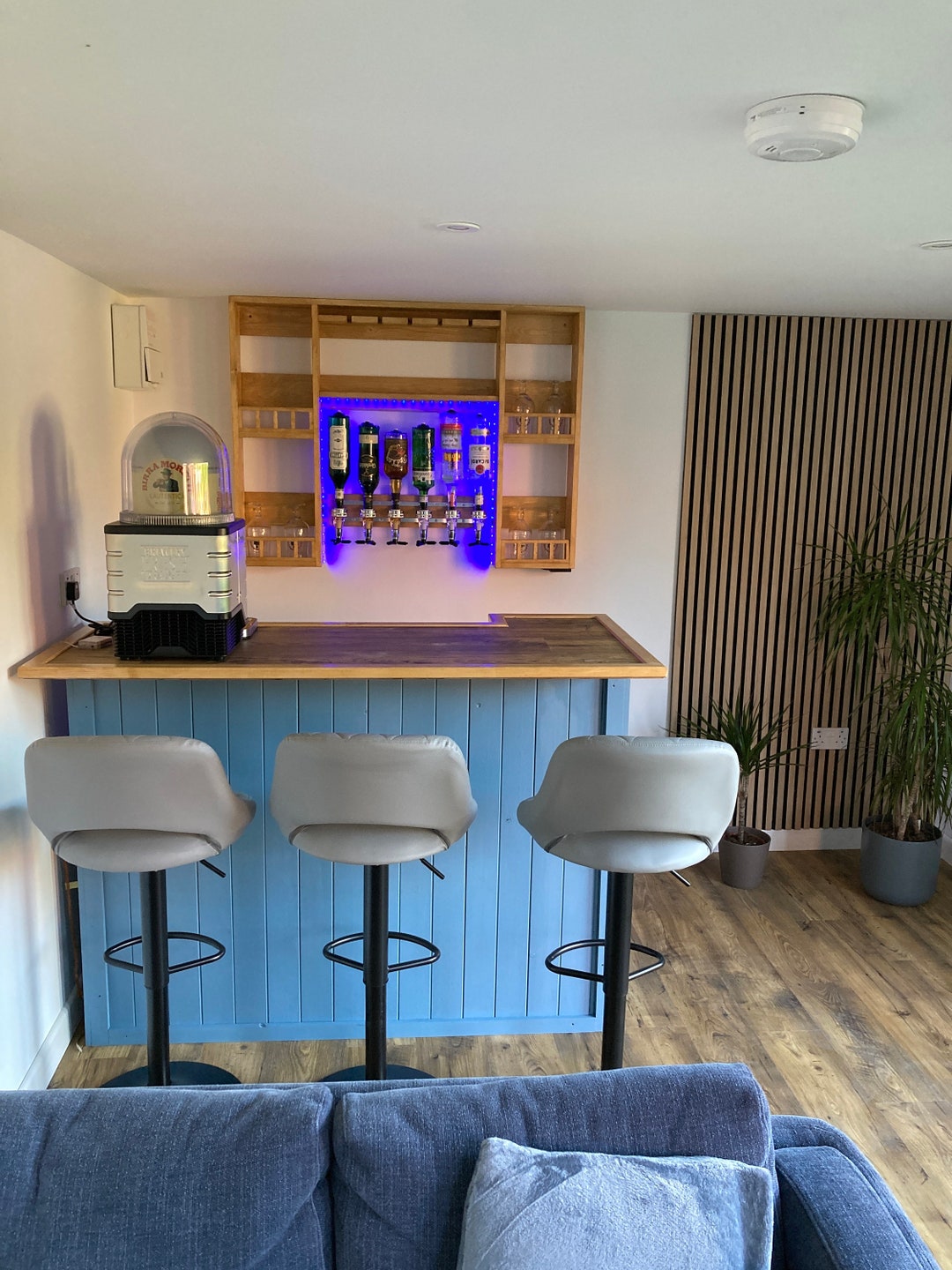 Wooden L-shape Home Bar With Optics: Man Cave, Gin, Cocktail Bar - Etsy UK