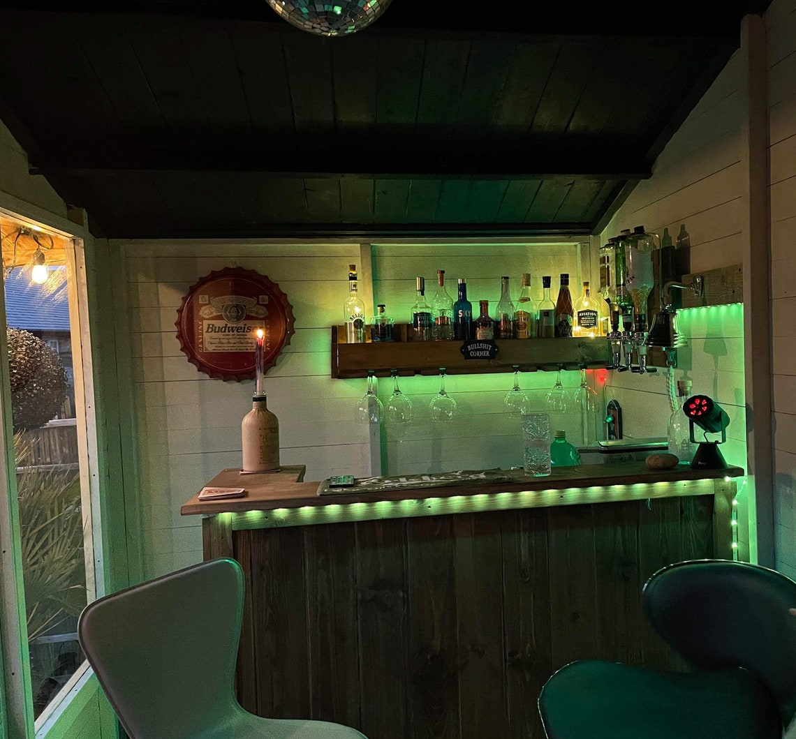 Wooden Home Bar Man Cave Set With Bottle Optic and Alcohol - Etsy UK