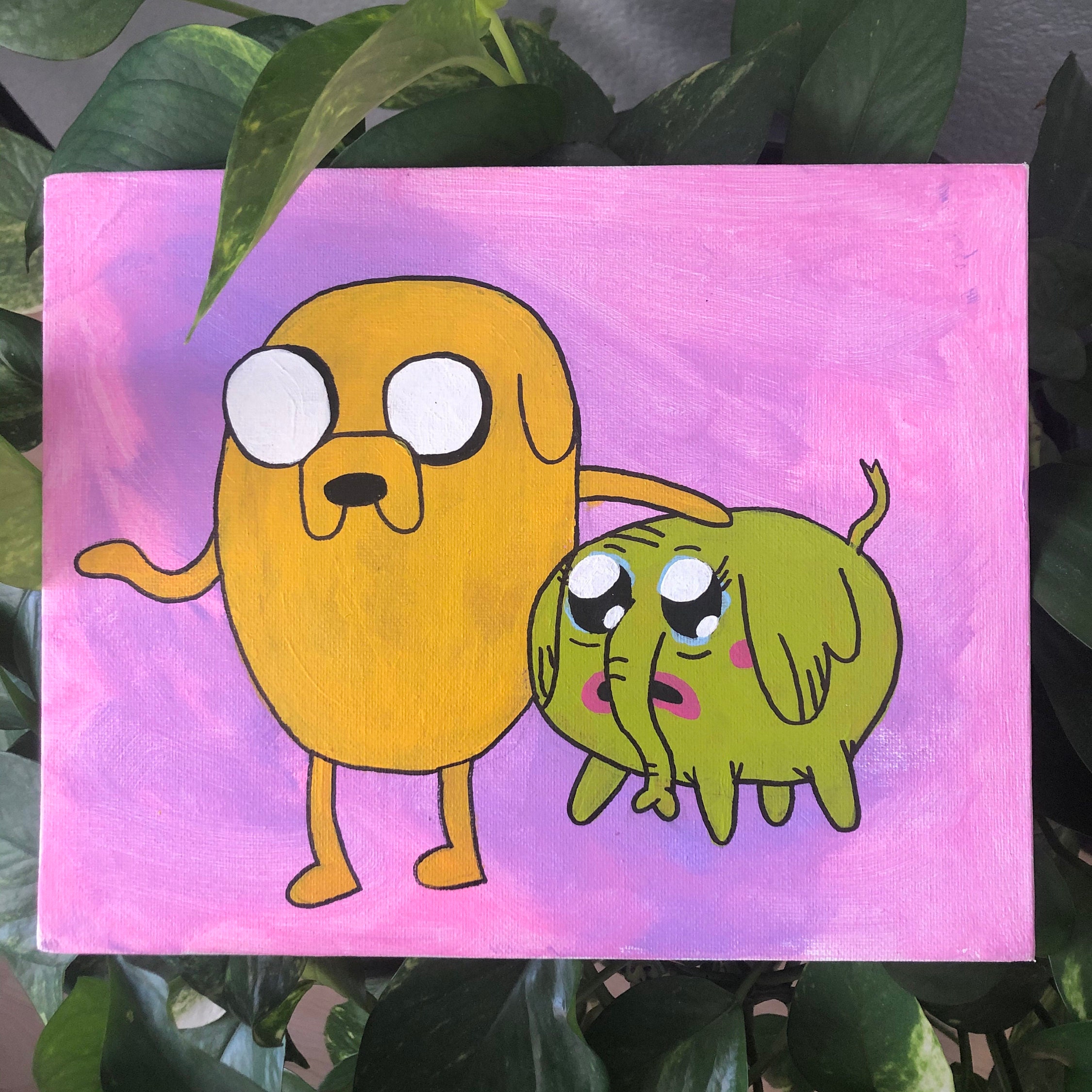 Hand-painted Jake and Tree Trunks Painting - Etsy