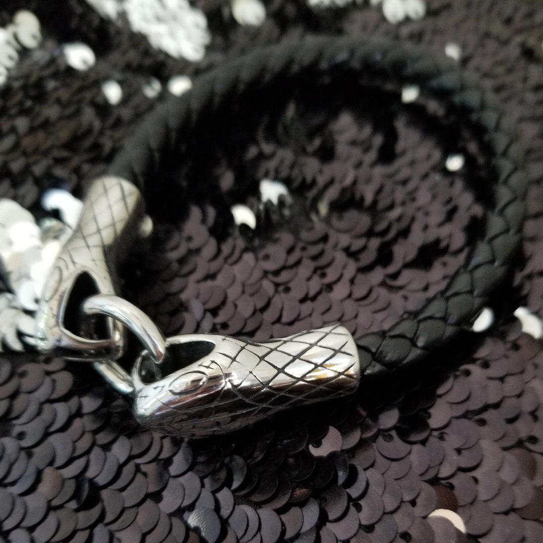 Black Braided Stainless Steel Snake Bracelet - Etsy Canada